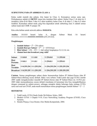 Penghitungan subnetting | DOCX