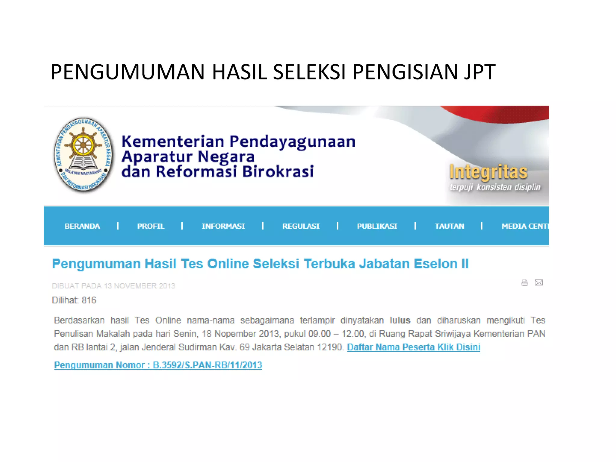 Pengisian Jabatan Pimpinan Tinggi dalam Perspektif UU ASN | PDF