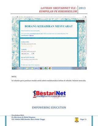 Pengisian Latihan 1Bestarinet VLE untuk Kumpulan PK Kokurikulum | PDF