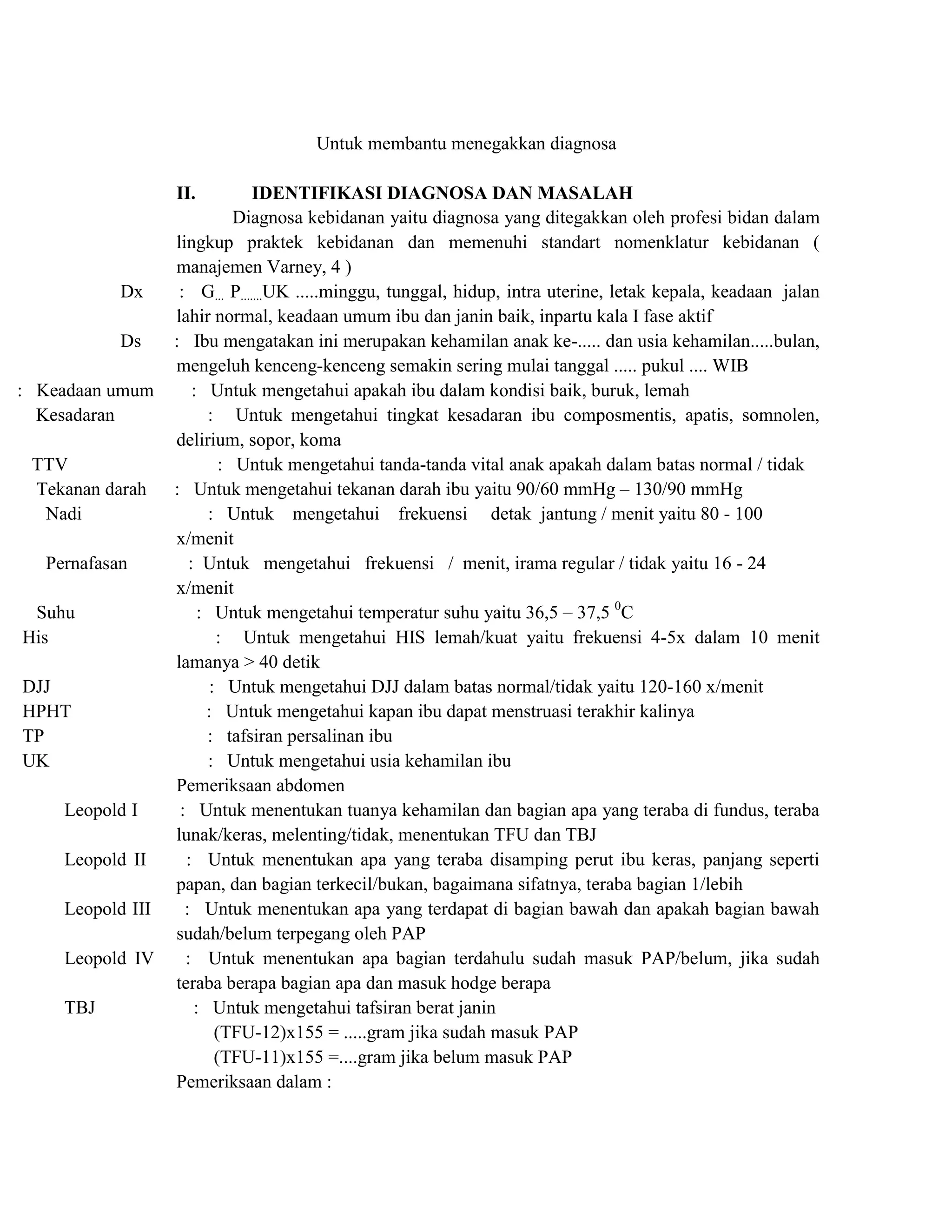 Pengkajian intra natal | DOCX
