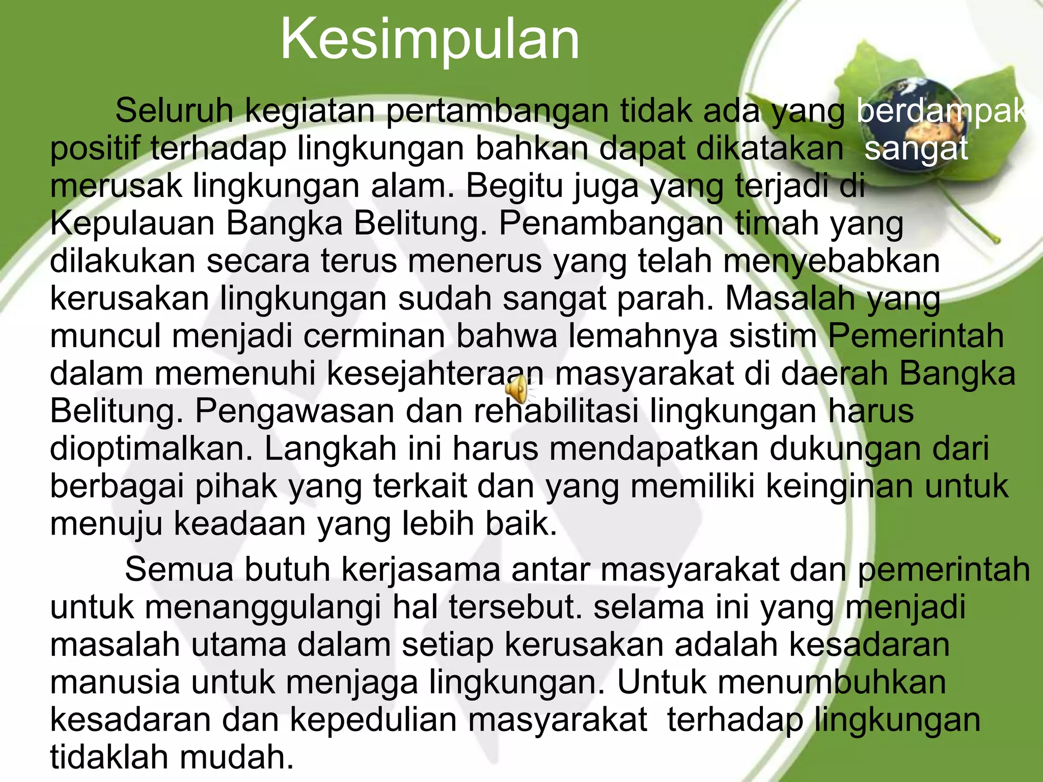 Kerusakan Lingkungan DI Bangka-Pengling | PPTX