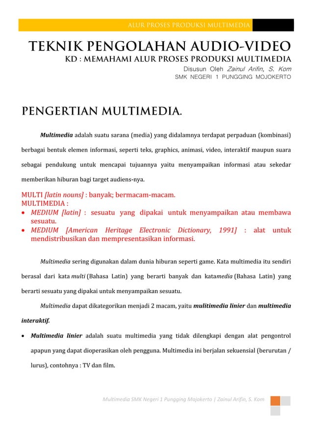 Pengolahan audio video memahami alur proses multimedia | PDF