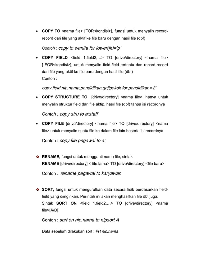 Pengolahan database dengan d base | PDF