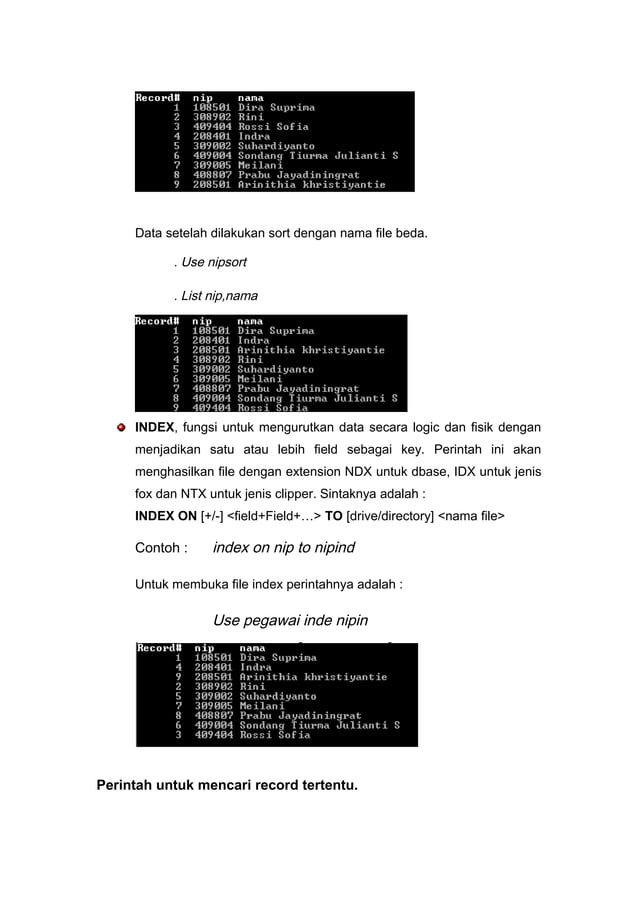 Pengolahan database dengan d base | PDF
