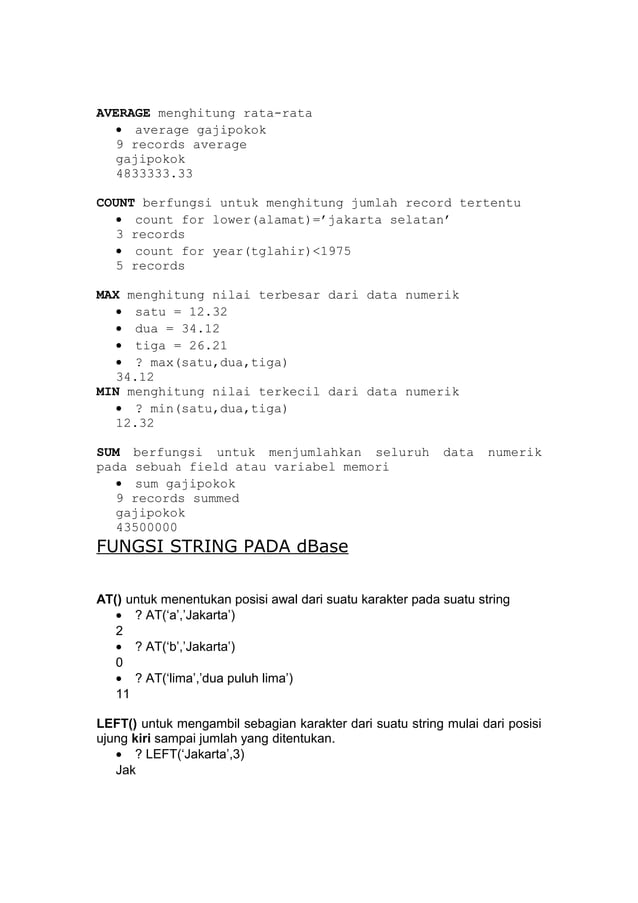Pengolahan database dengan d base | PDF