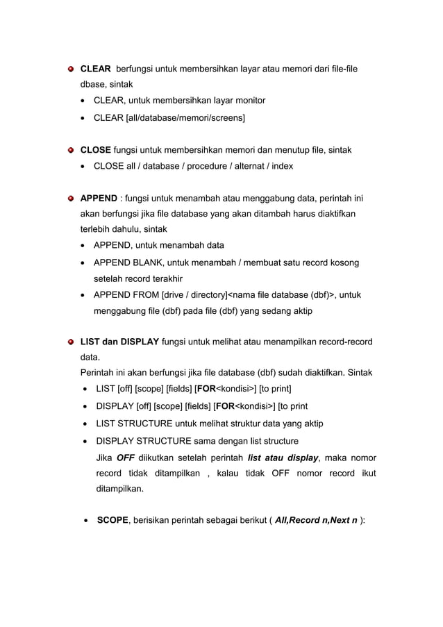 Pengolahan database dengan d base | PDF