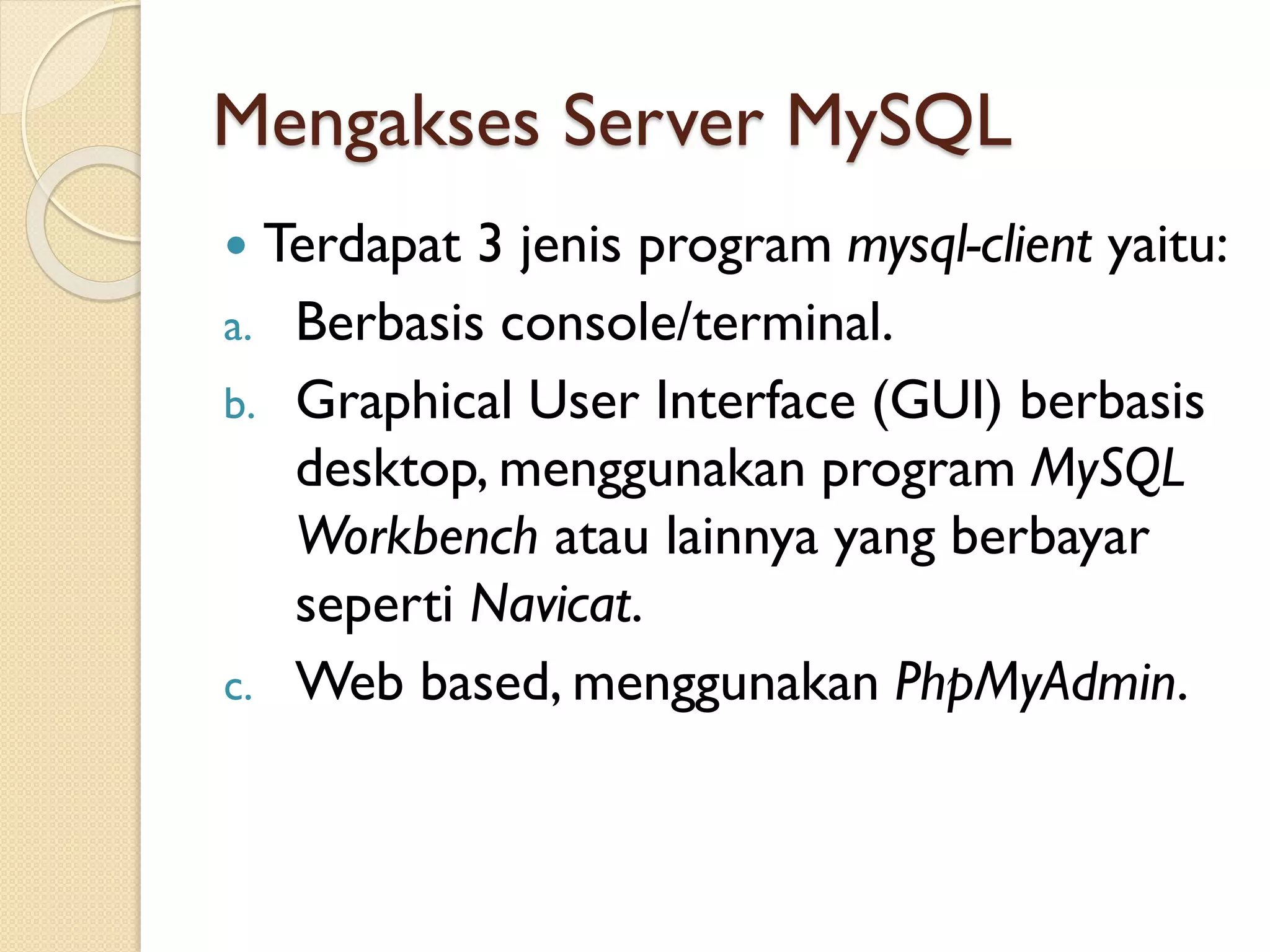 Pengolahan Database Dengan MySQL | PDF