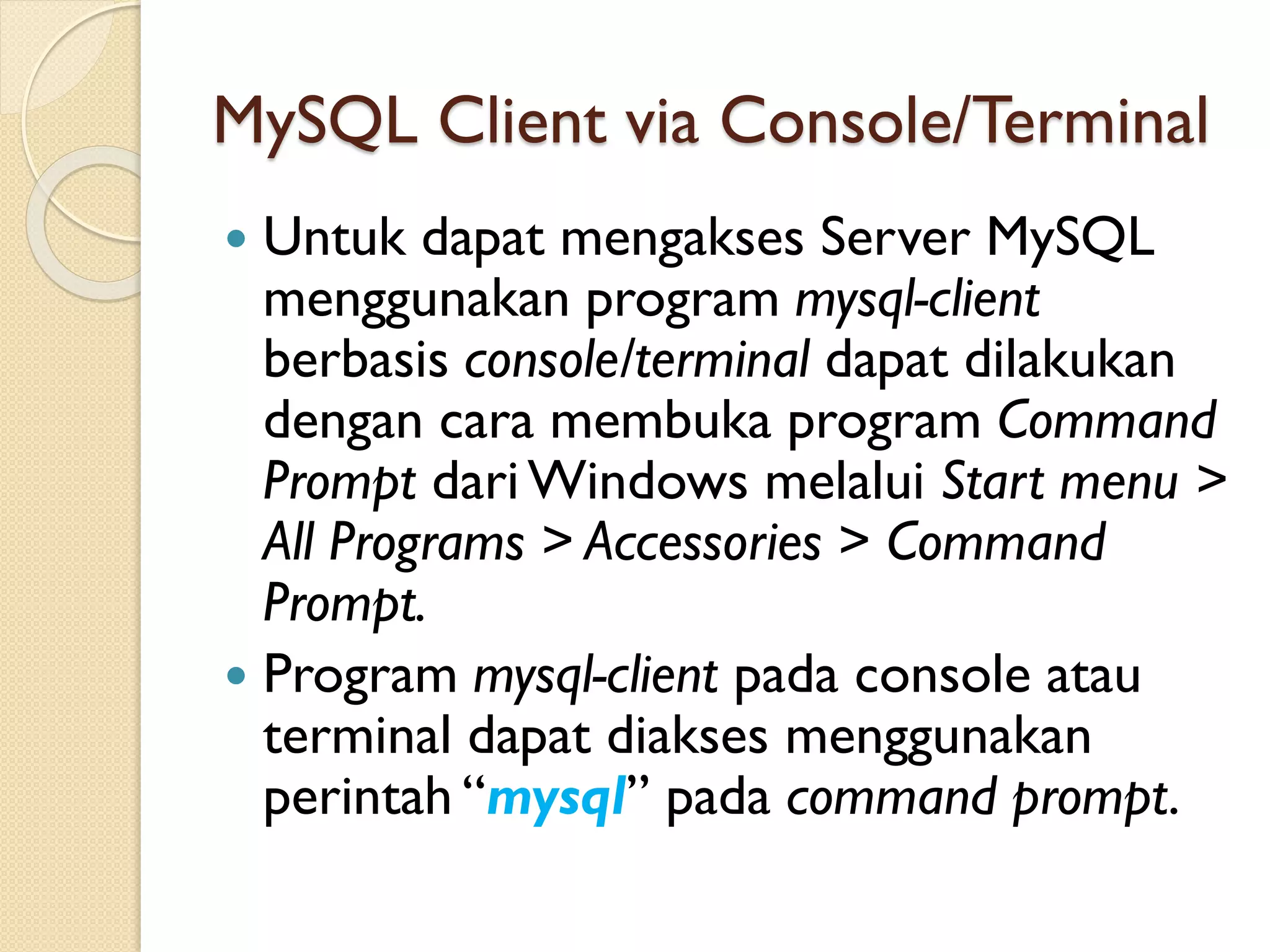 Pengolahan Database Dengan MySQL | PDF