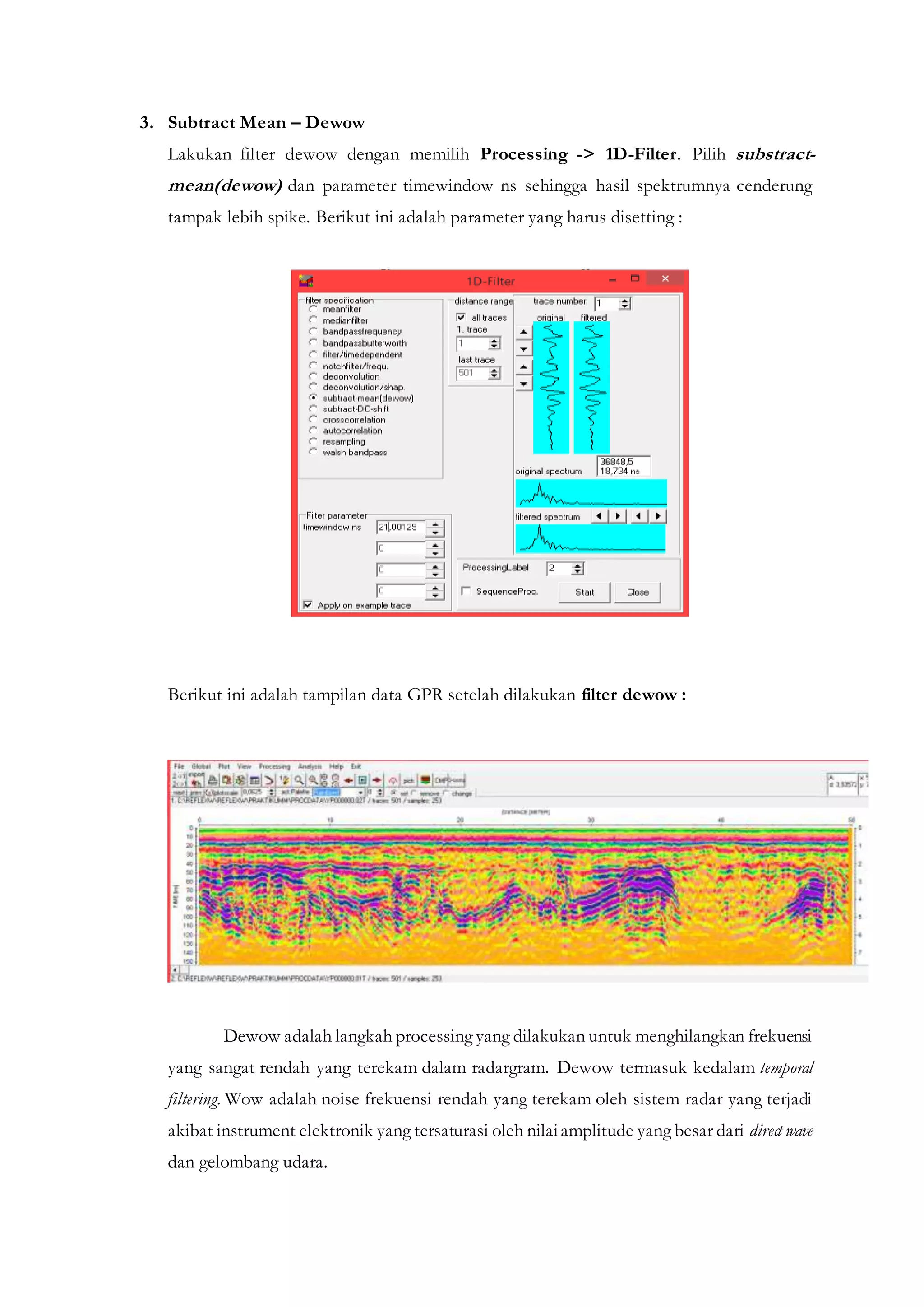 Pengolahan Data GPR - REFLEXW | DOCX