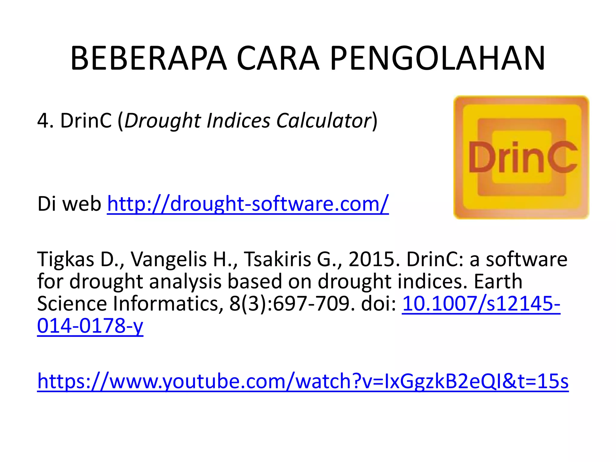 Pengolahan SPI (Standardized Precipitation Index ) | PPTX