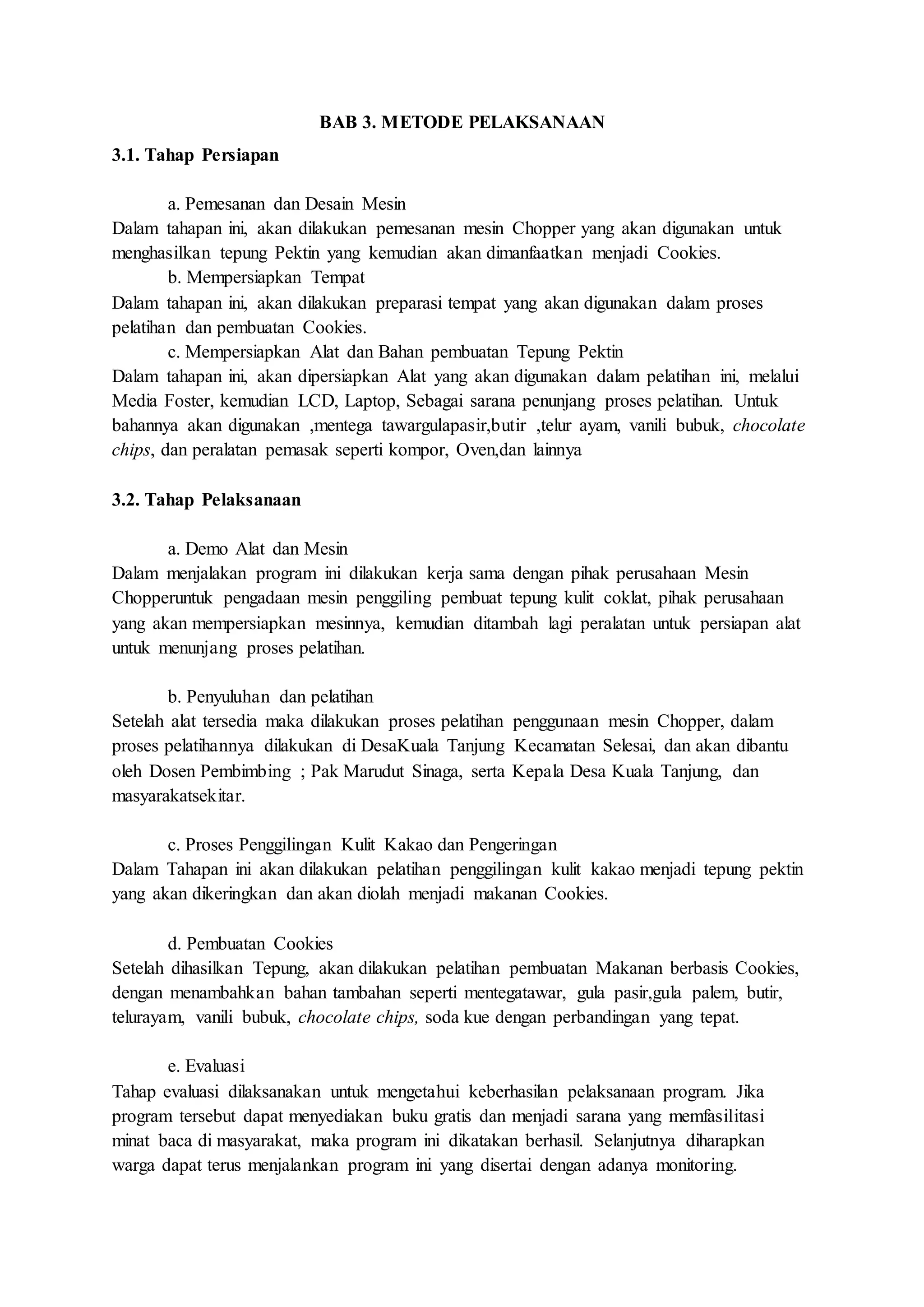 contoh proposal IBM : Pengolahan kulit buah cokelat | DOCX