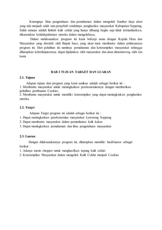 contoh proposal IBM : Pengolahan kulit buah cokelat | DOCX