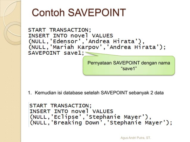 Pengolahan transaksi pada MySQL | PPTX