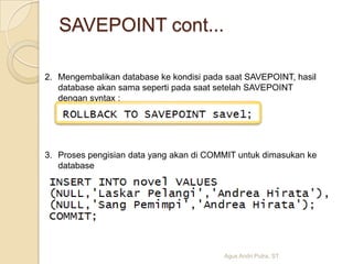 Pengolahan transaksi pada MySQL | PPTX