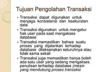 Pengolahan transaksi pada MySQL | PPTX