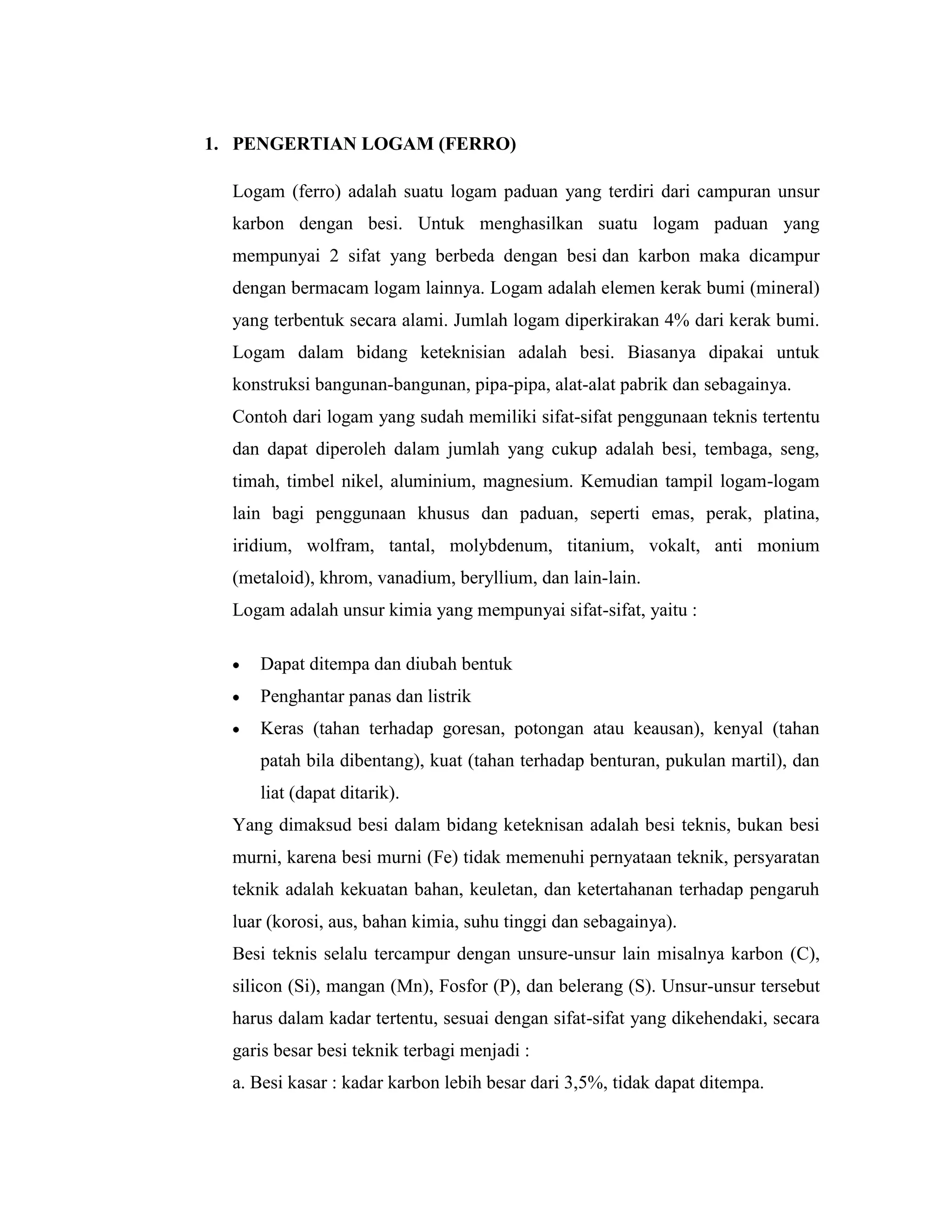 Pengolongan logam, non logam, dan meta logam (semi logam) | DOCX