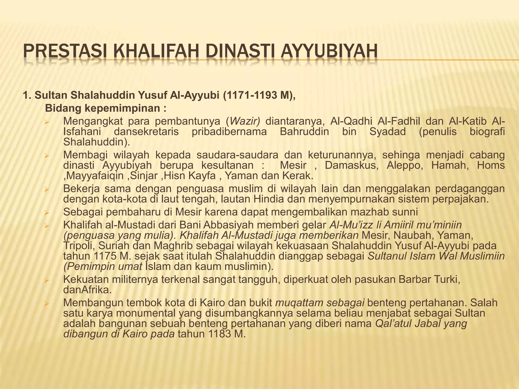 Penguasa dinasti ayyubiyah yang menonjol | PPTX