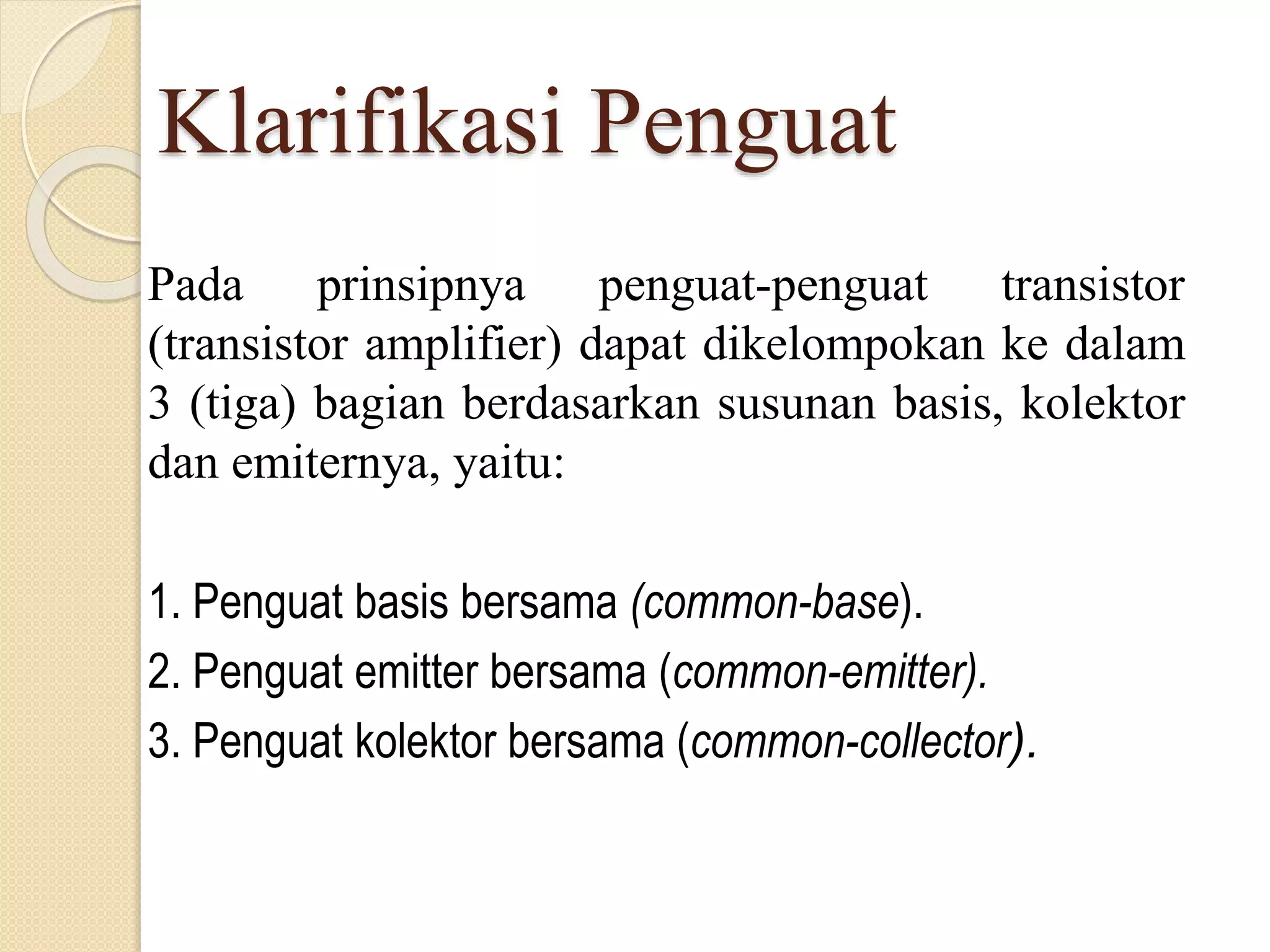 Penguat transistor | PPTX