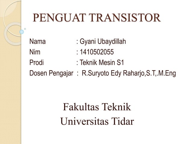 Penguat transistor | PPTX
