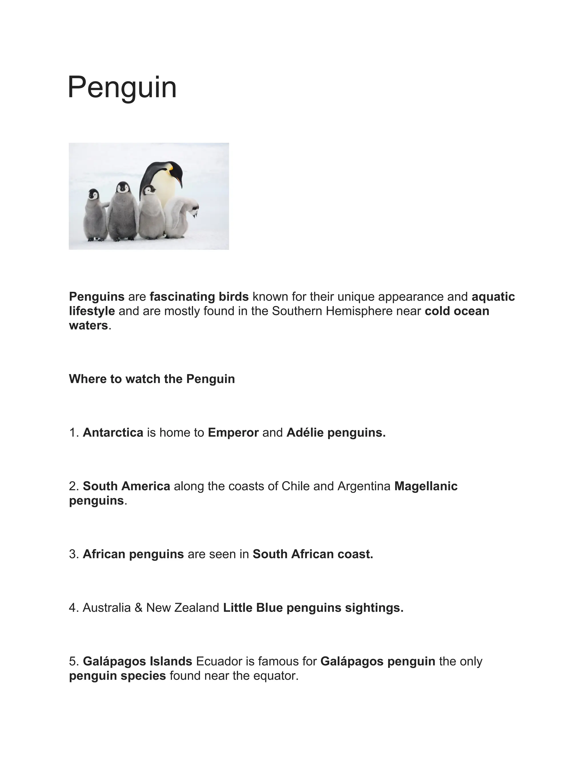Penguin are fascinating birds known for their unique appearance and ...