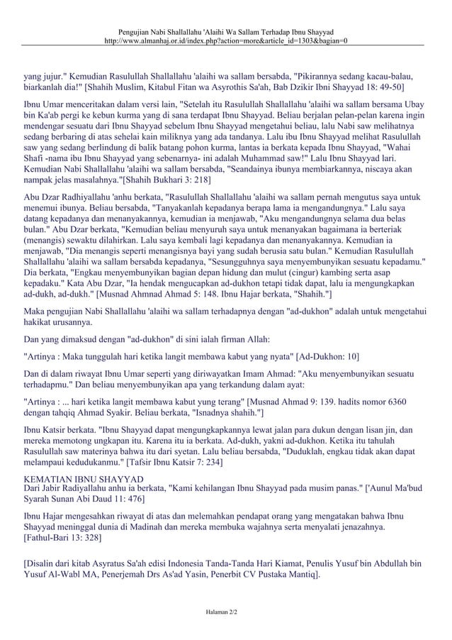 Pengujian nabi-shallallahu-alaihi-wa-sallam-terhadap-ibnu-shayyad | PDF