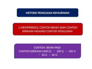 PENGUJIAN BENIH YAITU UNTUK MENENTUKAN KOMPOSISI FISIK DAN IDENTIFIKASI ...