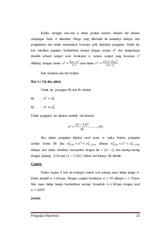 Contoh Soal Uji Hipotesis - Bakti Soal Contoh Soal Uji Hipotesis - Bakti Soal