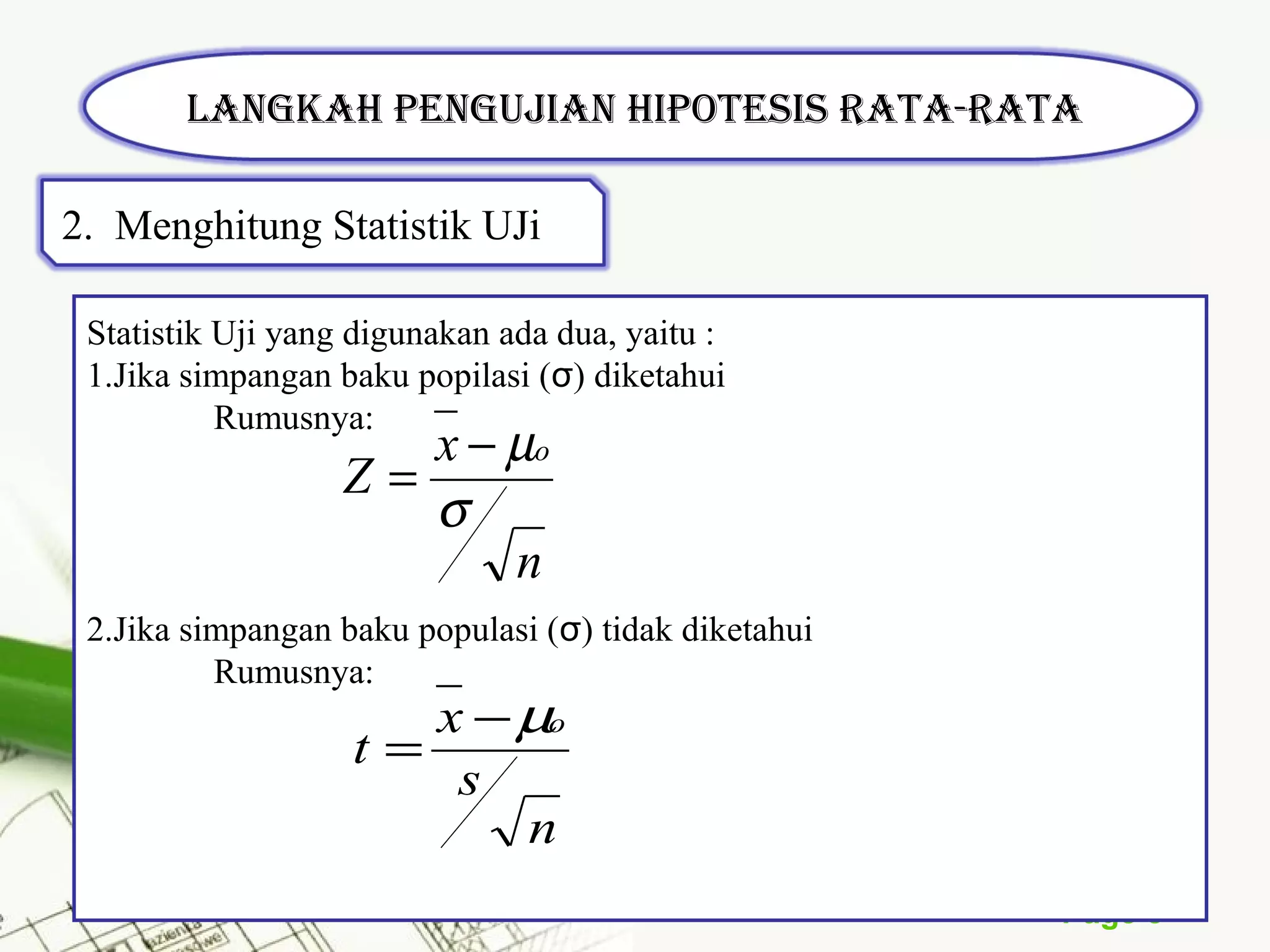 Pengujian Hipotesis Rata-Rata | PPT