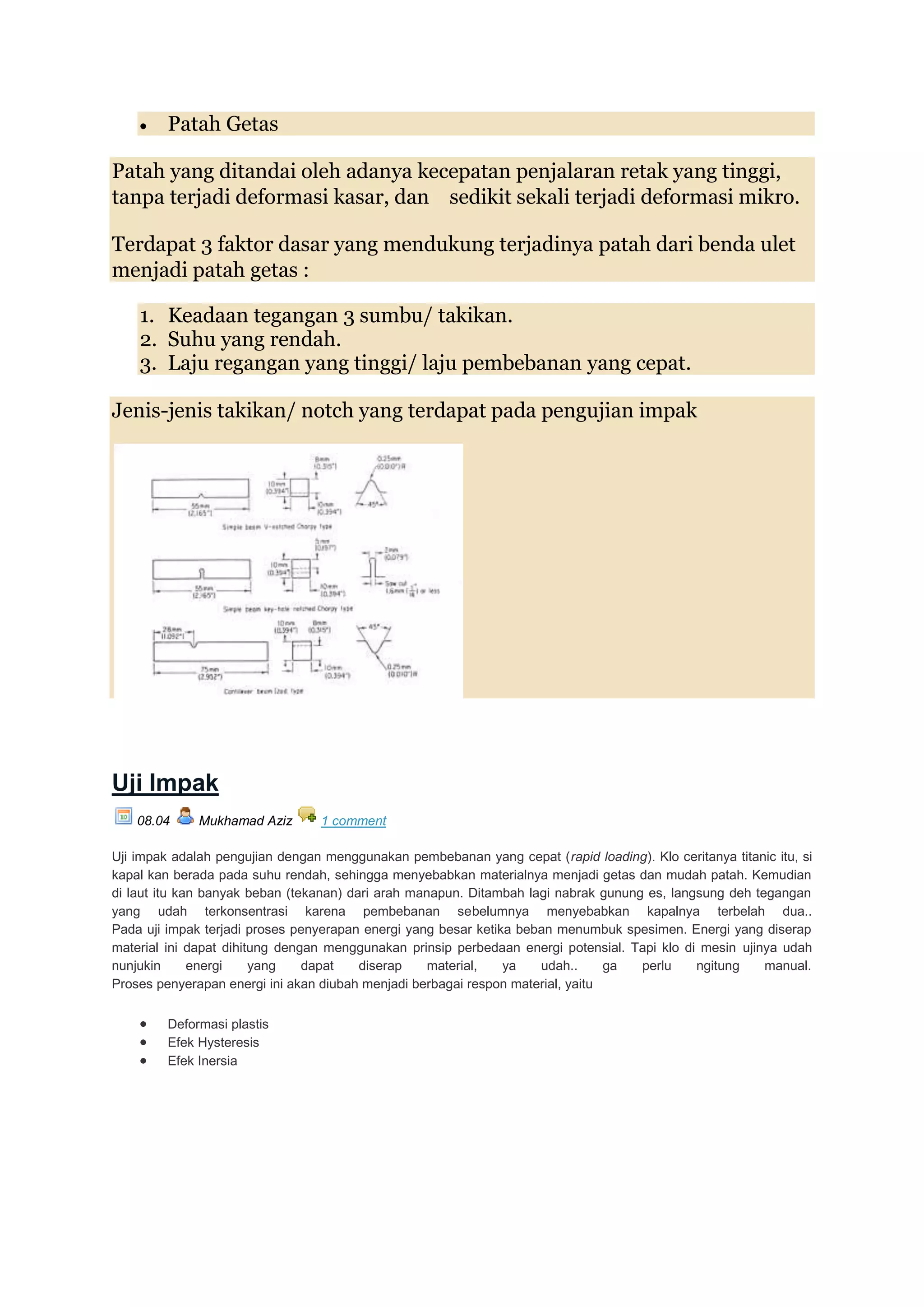 Pengujian impak dan fenomena | DOCX