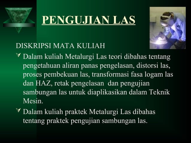 Pengujian Las SMA dengan metode inspeksi | PPT