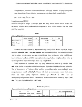 Pengujian one way anova dengan manual dan spss 19 | PDF