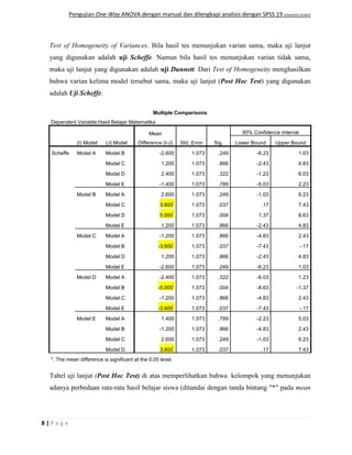 Pengujian one way anova dengan manual dan spss 19 | PDF