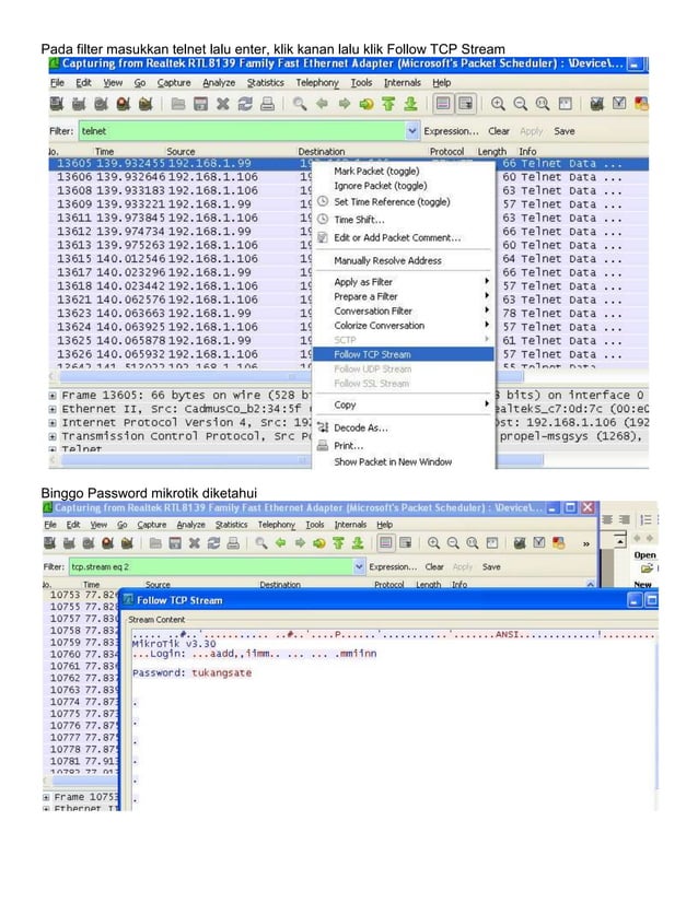 Pengujian ssh lebih aman dari telnet dengan wireshark | DOCX