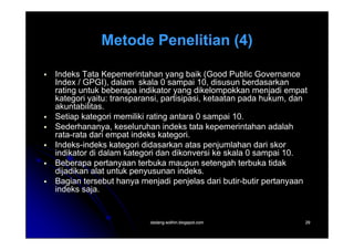 Pengukuran Good Governance Index | PDF