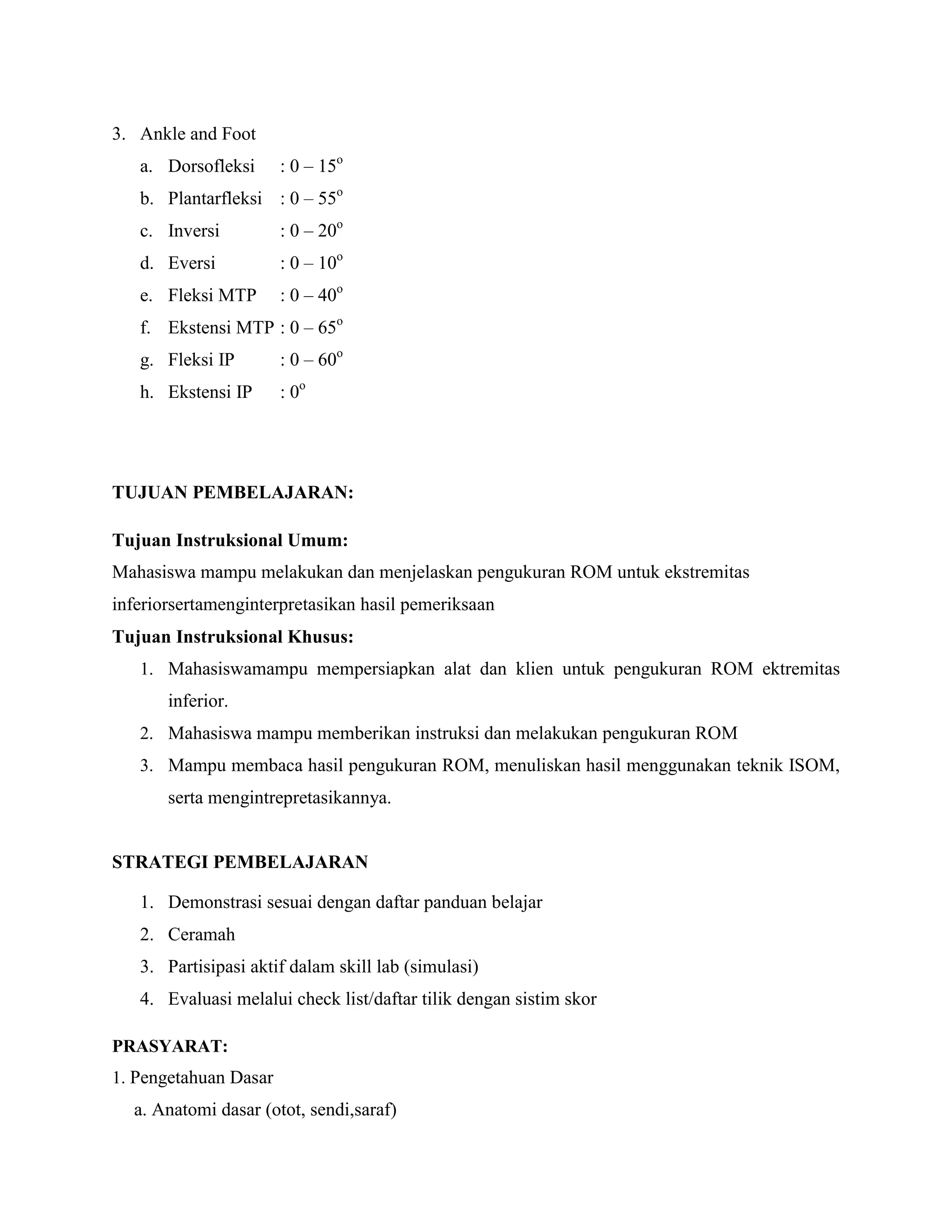 Pengukuran rom | PDF