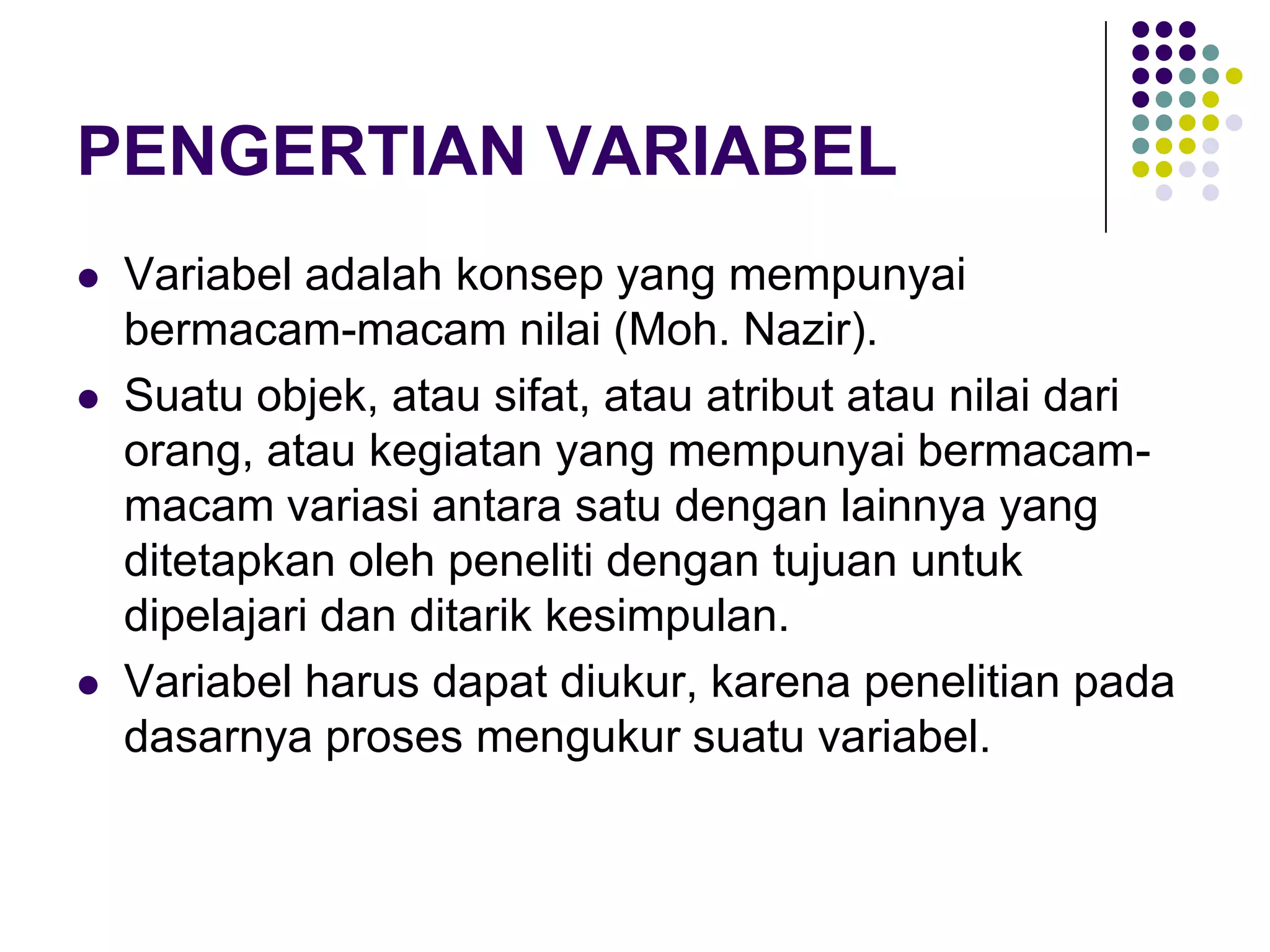 Variabel dan Definisi Operasional Variabel | PPTX