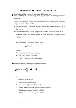 Pengukuran dengan curent meter | DOC