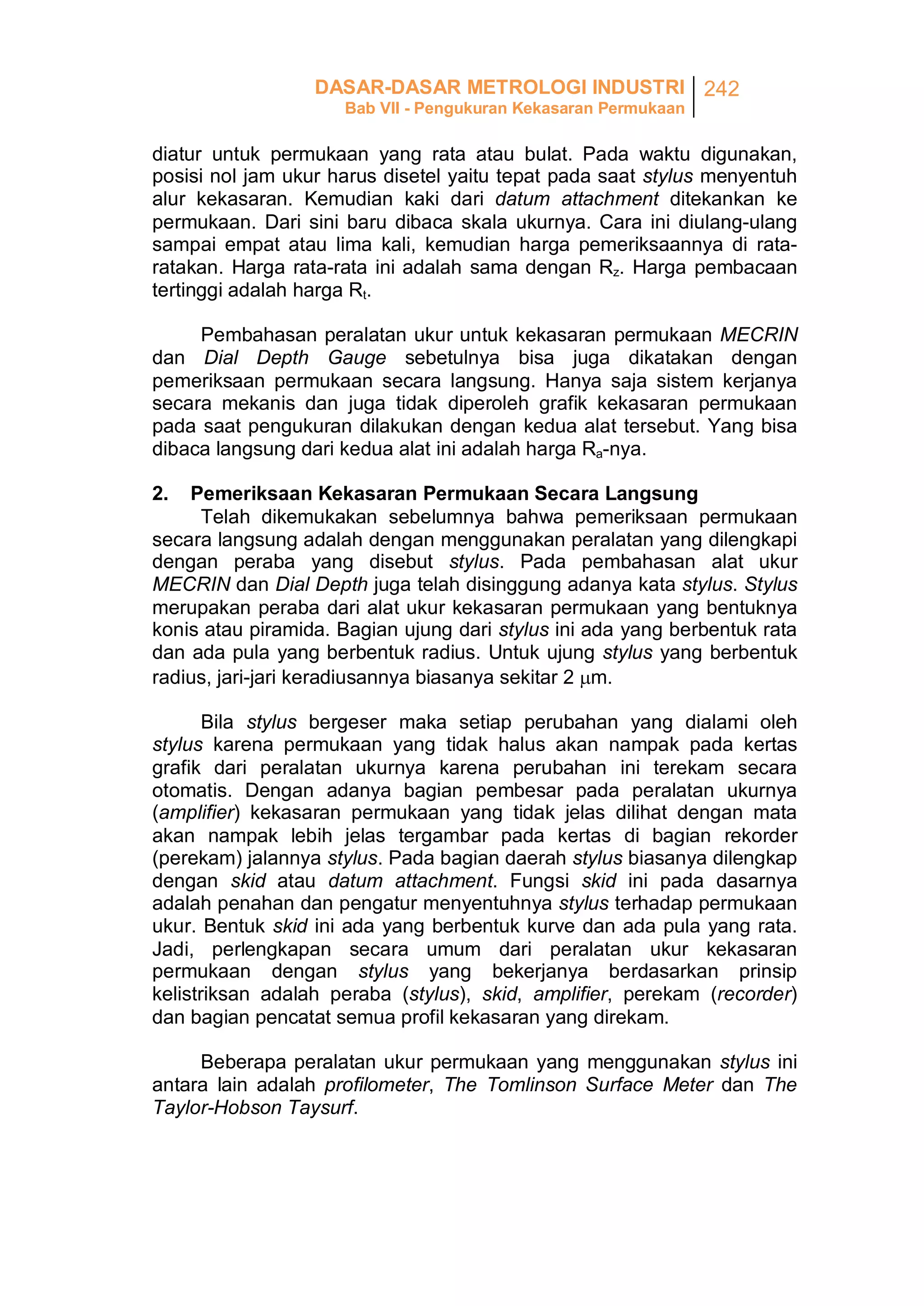 Pengukuran kekasaran permukaan bab7 | PDF