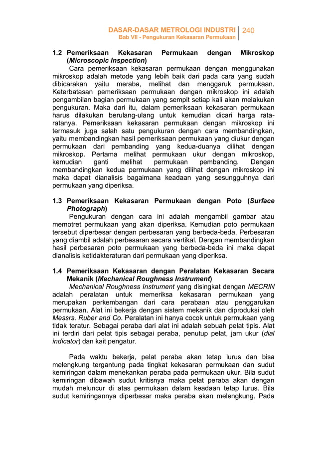Pengukuran kekasaran permukaan bab7 | PDF