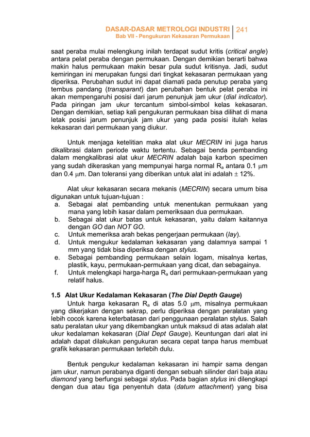 Pengukuran kekasaran permukaan bab7 | PDF