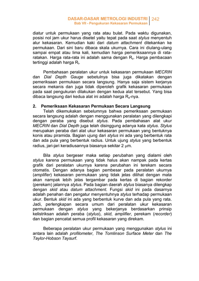 Pengukuran kekasaran permukaan bab7 | PDF