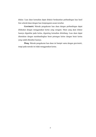 Laporan Praktikum Pengukuran luas daun | DOCX