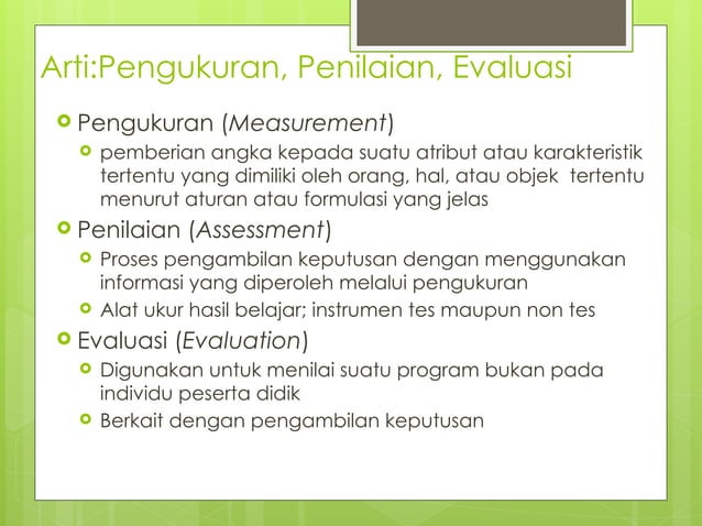 Evaluasi pembelajaran untuk memahami evaluasi | PPT