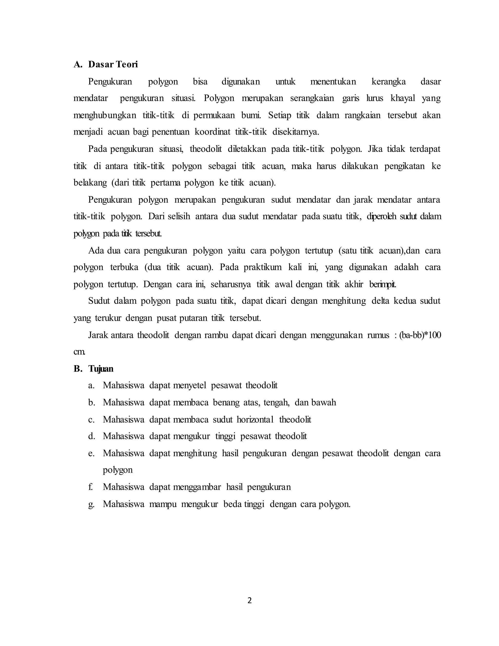 Ilmu Ukur Tanah - Pengukuran Polygon Tertutup | DOCX