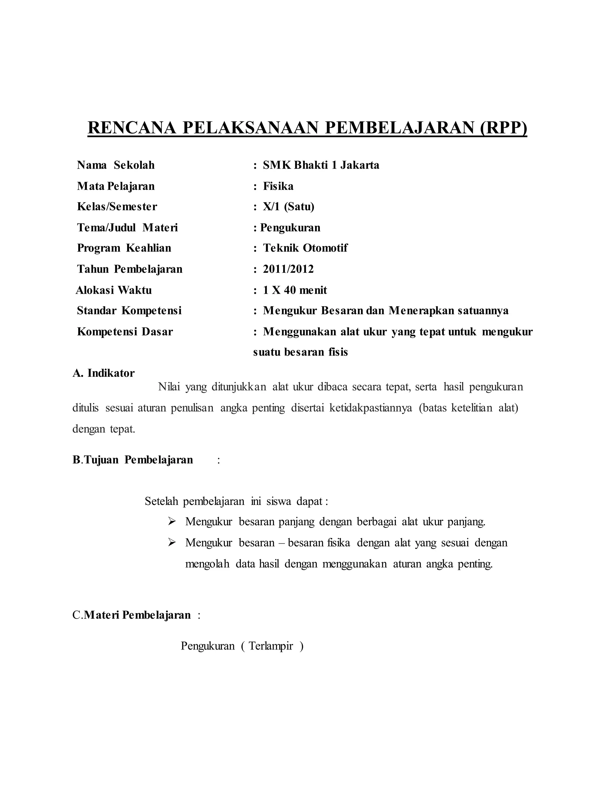 Pengukuran rpp martha | PDF