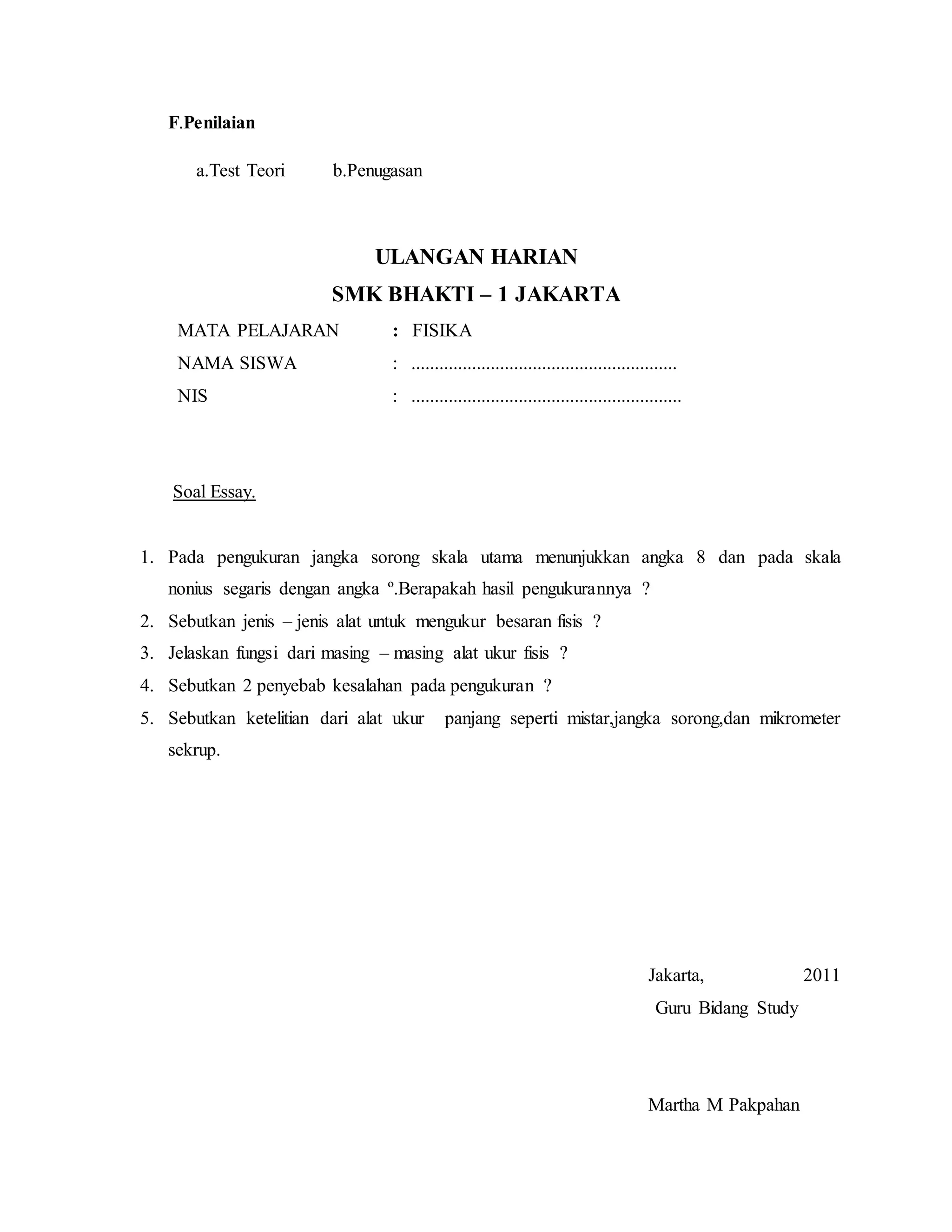 Pengukuran rpp martha | PDF