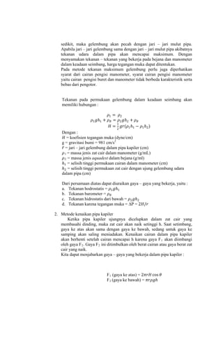 Pengukuran tegangan muka dan kekentalan zat cair | PDF