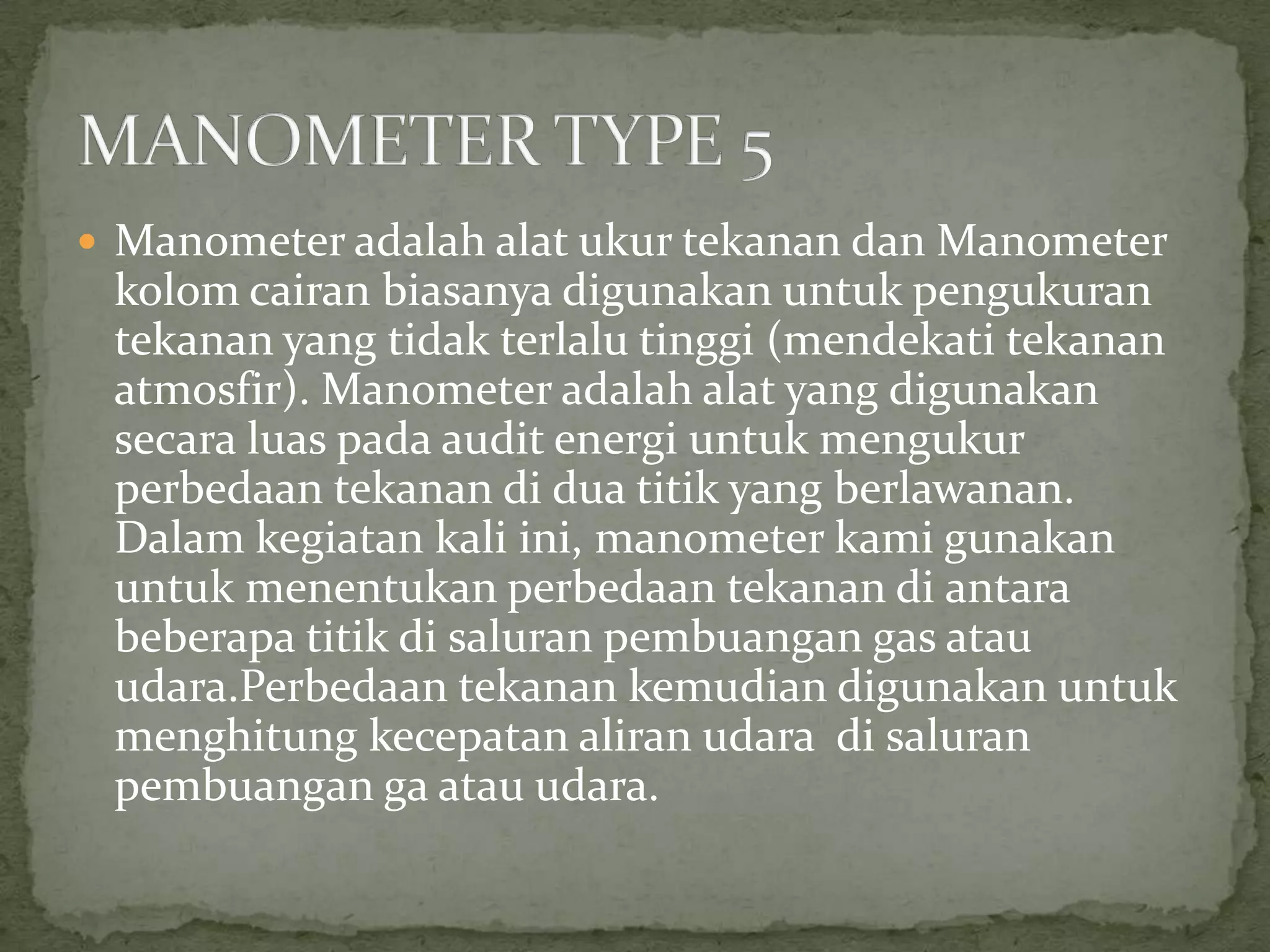 Pengukuran tekanan pada manometer | PPTX