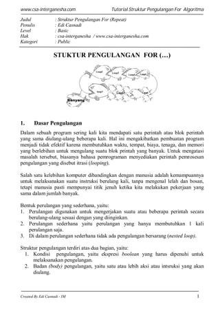 Pengulangan for Algoritma | PDF