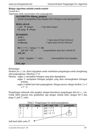 Pengulangan for Algoritma | PDF